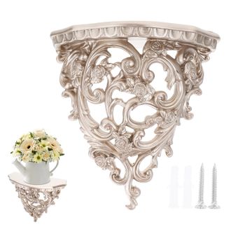 Valiclud YARNOW Vintage Wandregal aus Kunstharz Kleines Blumenregal mit Hohlraum Design Goldfarben Dekoratives Wandblumenregal f&uuml;r K&uuml;che Bad und Wohnzimmer Wan