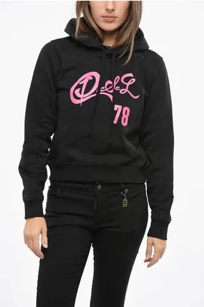 Diesel Brushed Cotton F-REGGY Hoodie with Printed Logo size Xs