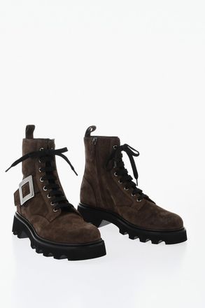 Roger Vivier Schn&uuml;rstiefel Aus Wildleder Mit Seitlichem Rei&szlig;verschluss Roger Vivier