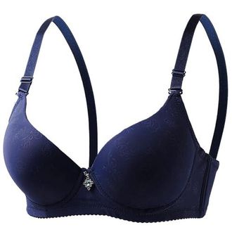 Generic Soutien-gorge pour femmes moyennes et sup&eacute;rieures - sans armatures, coton fin pour b&eacute;b&eacute;, sous-v&ecirc;tements confortables et respirants &, bleu fonc&eacute;, 44