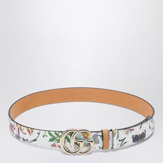 Gucci Wendeg&uuml;rtel GG Marmont aus braunem/wei&szlig;em Leder mit Flora-Print