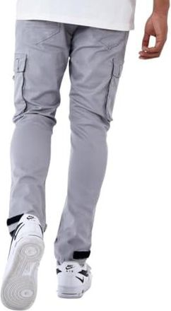 Project X Paris Jean Cargo Poches et Sangle de resserrement en Bas Gris Clair 32US