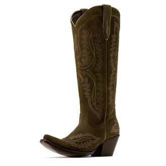 Ariat Womens Casanova X Toe Western Boots in Soft Olive Suede Leather, B Medium Width, Size 41.5, by Ariat