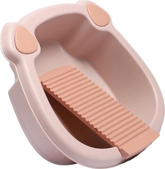 Luxshiny Waschbecken Mit Waschbrett Aus Dickem Kunststoff Für Handwäsche Von Kleidung Im Schlafsaal Kompakt Und Platzsparend Mit Rutschfester Geriffelter Oberf