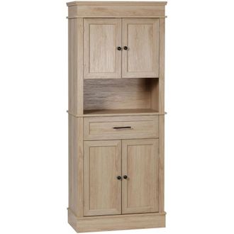 HOMCOM Armoire de cuisine buffet cuisine vaisselier meuble de rangement style moderne avec placards, &eacute;tag&egrave;res r&eacute;glables, tiroir, et niche, pour salle