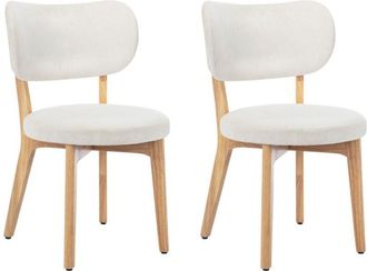 Vente-Unique Vente-unique - Lot de 2 chaises en velours côtelé et bois dhévéa - Blanc - toriel