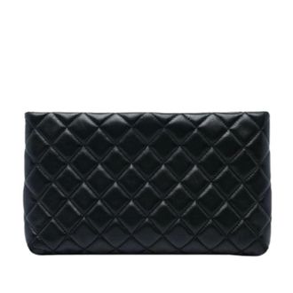 Chanel Pre-owned Sacoche matelass&eacute;e en cuir dagneau - Femme - Pre-owned - Noir - Taille: ONE Size