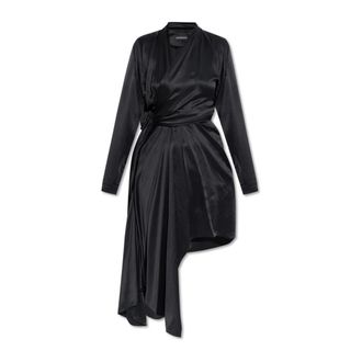Balenciaga Asymmetrisch geschnittenes Seidenkleid - - Dresses - Damen - Schwarzk - XS