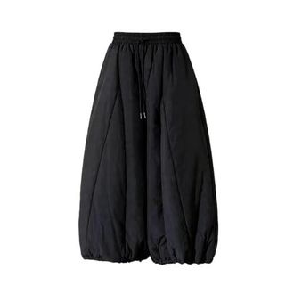 Generic Pantalon dhiver &agrave; jambes larges en coton taille haute pour femmes de grande taille, d&eacute;contract&eacute;, chaud, confortable, Noir, XXL Grande taille