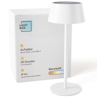 Lightbox LED lampe de table dextérieur | Ø 13 cm | lampe dextérieur sans fil avec solaire | variateur tactile à 3 niveaux | lampe de table alimentée par batter