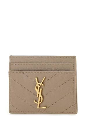 Saint Laurent Womens Beige Leather Card Holder 2721 Portafogli Wallet