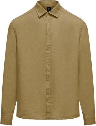 Bomboogie Homme, Chemises, Beige, Taille: 3XL Chemise en lin &agrave; manches longues
