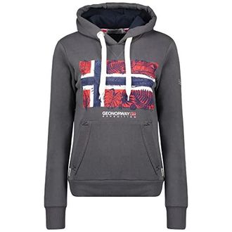 Geographical Norway gpalm Lady Sweat Femme Capuche Poches Kangourou - Sweatshirt Pull Manches Longues Chaud - Hoodie Veste Femmes Printemps Ete Automne Hiver (Gris Fonce 