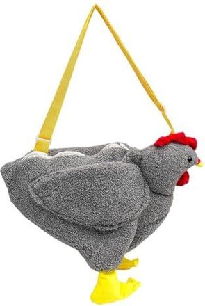 Generico Sac &agrave; bandouli&egrave;re pour femme en forme de coq de dessin anim&eacute;, sac &agrave; bandouli&egrave;re en peluche en forme de poule, gris
