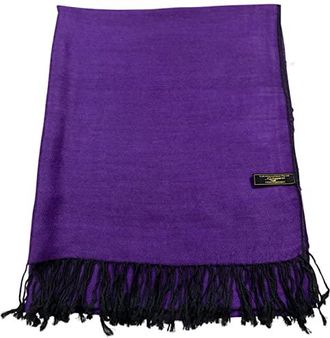 CJ Apparel Ch&acirc;le n&eacute;palais uni pour &eacute;charpe, &eacute;charpe, couvre-t&ecirc;te, pashmina, Violet et noir V1103, taille unique