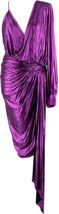 Alexandre Vauthier Metallic Fuchsia Draped Asymmetric Dress Size XS