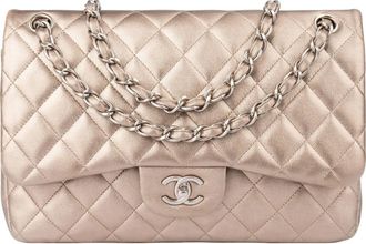 Chanel Crossbody Bags - Chanel Quilted Lambskin Jumbo Double Flap Crossbod - Gr. unisize - in Orange - f&uuml;r Damen