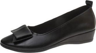 Generic Chaussures plates confortables fermées à bout rond pour femme - Chaussures confortables et décontractées - Chaussures de travail légères, Noir, 40.5 E