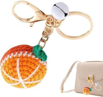 Generic Porte-cl&eacute;s mignon pour filles | D&eacute;coration de boule de laine en forme de fruit au crochet | Porte-cl&eacute;s tiss&eacute; &agrave; la main color&eacute; pour sac &agrave; dos d&eacute;cole, d