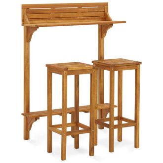 vidaXL Vidaxl - Ensemble table et chaise de jardin 3 pcs - Bois dacacia massif - Table 90x37x122,5 cm - Chaises 30,5x30,5x74,5 cm avec repose-pied