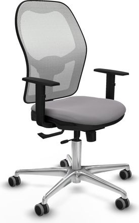 Piqueras y Crespo Chorquera B&uuml;rostuhl mit 1D-Armen, h&ouml;henverstellbare Lendenwirbelst&uuml;tze, ausgestattet mit Syncro/Traslack und injiziertem Schaumstoff, Wei&szlig;/Grau
