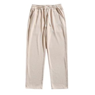Generic Pantalon décontracté pour homme en velours côtelé avec cordon de serrage - Coupe ample - Taille élastique - Jambes droites - Pantalon de sport léger -