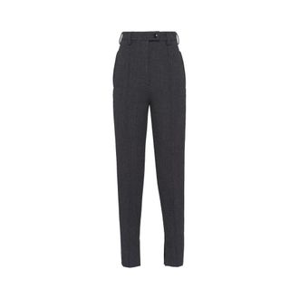 Prada Graue Wollhose mit hoher Taille - - Trousers - Damen - Grau - XS