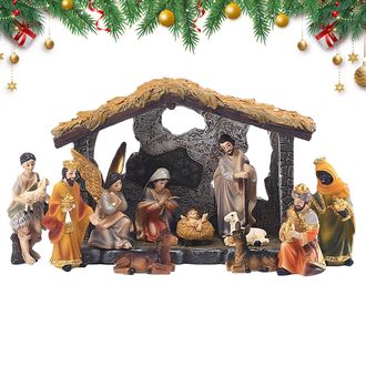 Generic Krippenfiguren - Mini Heilige Familie Szene Set, Religi&ouml;se Weihnachtsdekoration, Zeitloser Glaube | F&uuml;r christliche Wohnkultur, Tischregal F&uuml;r Innenra