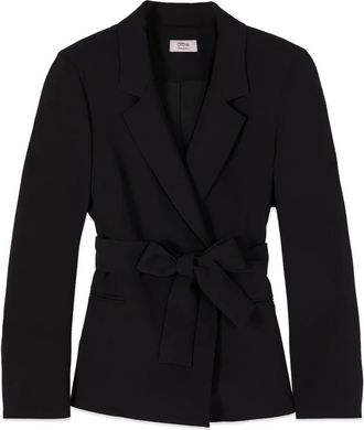 Oltre Femme, Vestes, Noir, Taille: 42 FR Blazer avec ceinture &agrave; nouer
