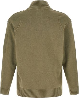 C.P. Company Lambswool with Lens Pocket Detail Cardigan - Olive