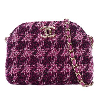 Chanel Tweed Houndstooth Clutch On Chain