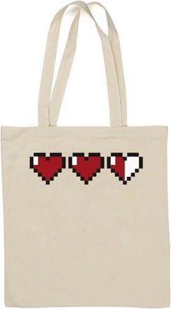 Generic Sac fourre-tout en coton naturel 8 bits Pixel Style années 90 Blanc