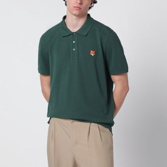 Maison Kitsun&eacute; Bottle green Fox Head Regular-Fit polo shirt
