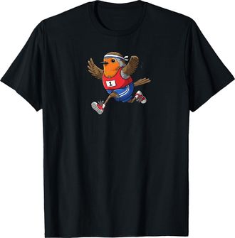 jz.birds Rotkehlchen Läuft Läufer Marathon Motivation Vogel T-Shirt