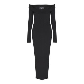 Balmain Femme, Robes, Noir, Taille: 34 FR Robe longue en maille unie