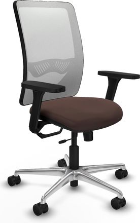 Piqueras y Crespo Zulema Stuhl mit Lendenwirbelst&uuml;tze mit 3D-Armlehnen, ausgestattet mit Syncro/Traslack und Schneideschaum, mit Rollen 65 mm, Nylon, Wei&szlig;/Dunkelbraun