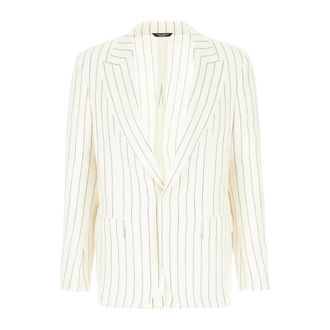 Dolce & Gabbana Gestreifter Blazer - - Jackets - Herren - Wei&szlig; - XL