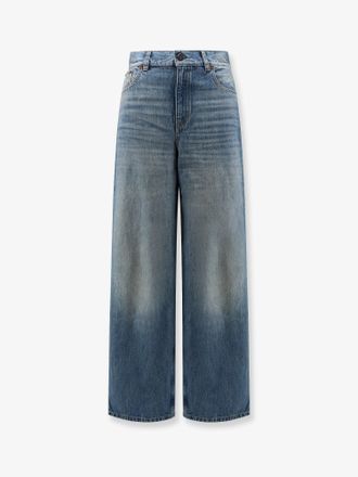 Chlo&eacute; Blue denim jeans with logo label on the back - CHLOE - gender_Woman