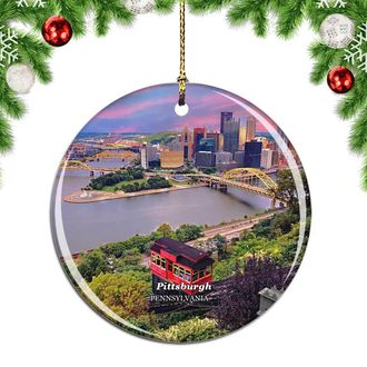 Generic Pittsburgh Stadtarchitektur Pennsylvania Usa Ornament Weihnachten Versch&ouml;nerung Porzellan Ornamente Weihnachtsdekorationen F&uuml;r Fenster Auto Zuhause 7.
