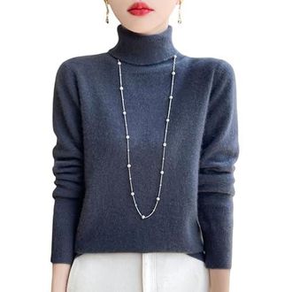 Generic Pull Femme Pull Col Roul&eacute; en Pure Laine M&eacute;rinos pour Femme L&eacute;ger Et Facile &Agrave; Retrousser Manches Longues sans Coutures en Cachemire Tricot&eacute; Id&eacute;al pour 