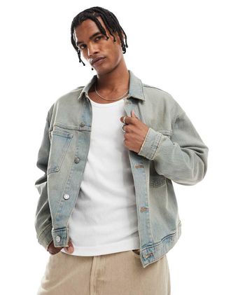 Hollister Veste en jean coupe carrée - Gris délavé