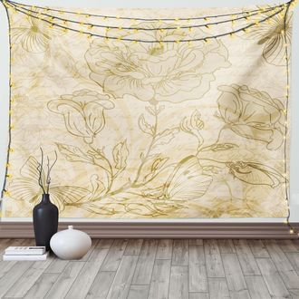 Abakuhaus Frühling Wandteppich und Tagesdecke, Rosen und Schmetterlinge aus Weiches Mikrofaser Stoff Waschbar ohne Verblassen Digitaldruck, 230 x 140 cm, Modus 
