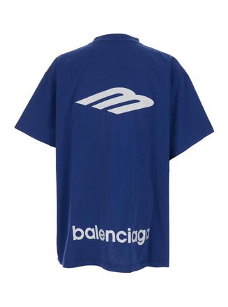 Balenciaga Mens T-Shirt Cotton Blue T-Shirts And Polos