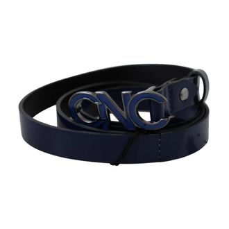Costume National Blauer Lederg&uuml;rtel mit Logo - - Accessories - Herren - Blau - ONE SIZE