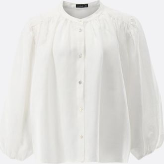 van Laack Leinenbluse Loose Fit mit geraffte Schultern