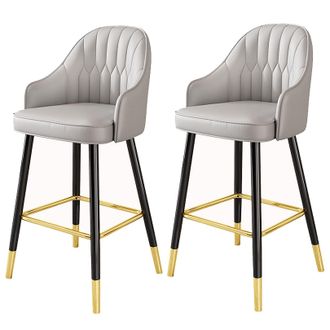 Generic Barhocker in Tresenh&ouml;he, Barhocker im Mid-Century-Stil mit R&uuml;ckenlehne und Bezug aus PU-Leder, Barhocker f&uuml;r das Wohnzimmer