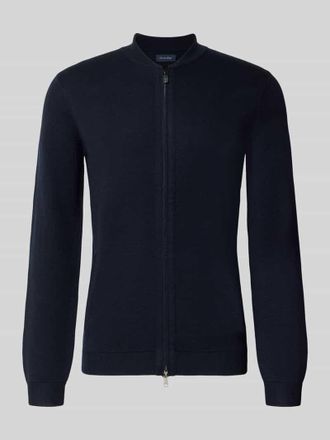 Christian Berg Slim Fit Strickjacke aus Baumwoll-Mix mit Stehkragen