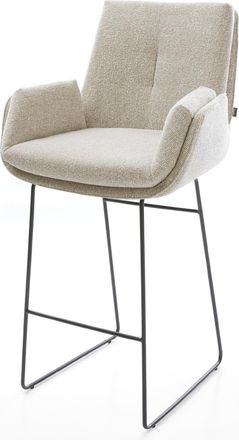 DELIFE Barstuhl Clea-Flex Webstoff Soft Beige Kufengestell Metall Schwarz, Barst&uuml;hle