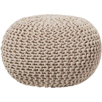 Beliani Beliani - Pouf Rond en Coton Beige &agrave; Billes de Polystyr&egrave;ne Accessoire dInt&eacute;rieur Conrad