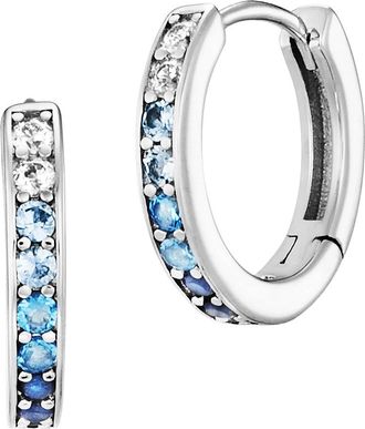 Engelsrufer Damen Ocean Creolen aus Sterling Silber - besetzt mit 20 weißen bis blauen Zirkonia Steinen - Clipverschluss - nickelfrei